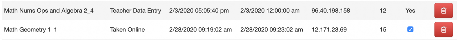 easyCBM Support : In Student Assessment History, what is the difference ...